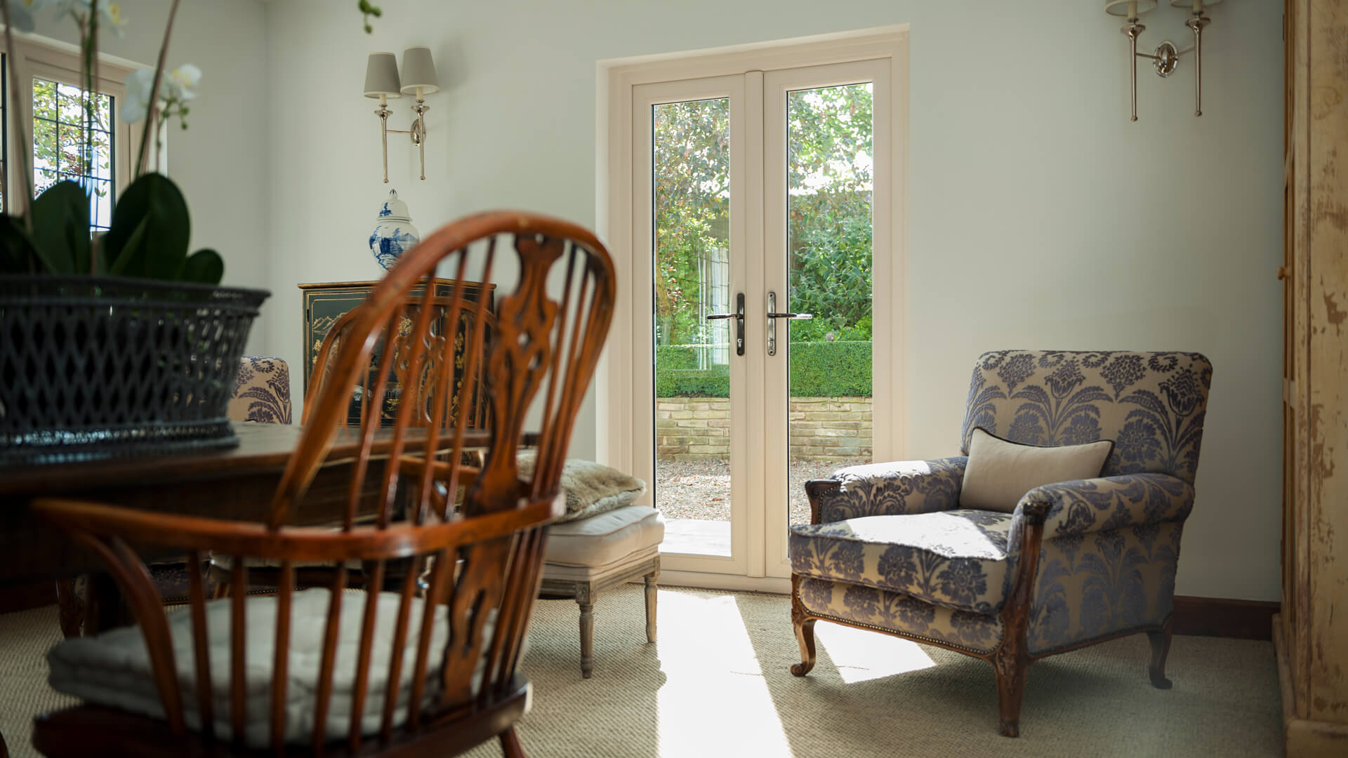 Cream Leaded UPVC Windows & Cream French Doors from James Oliver